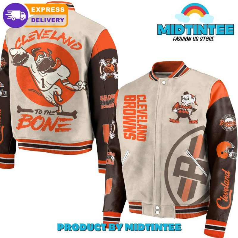 Cleveland Browns To The Bone Bomber Jacket - Midtintee