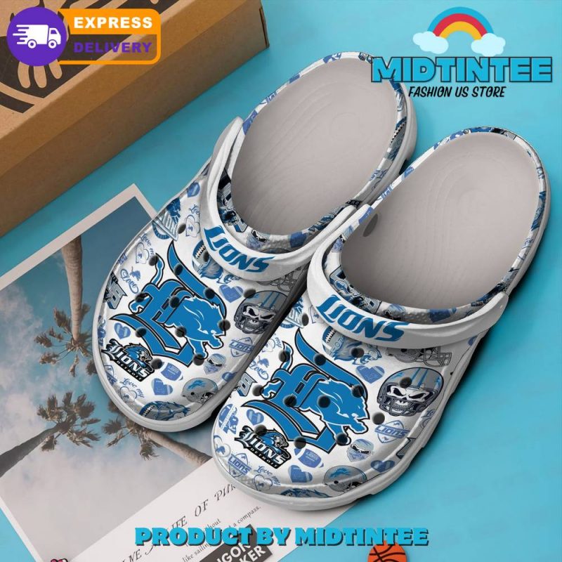 Detroit Lions NFL Football Team White Crocs - Midtintee