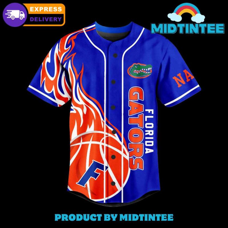 Florida Gators Gator Chomp Custom Name Baseball Jersey - Midtintee