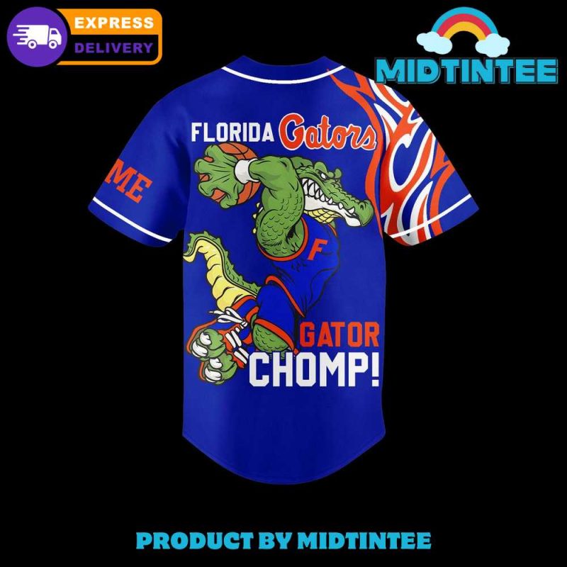 Florida Gators Gator Chomp Custom Name Baseball Jersey - Midtintee