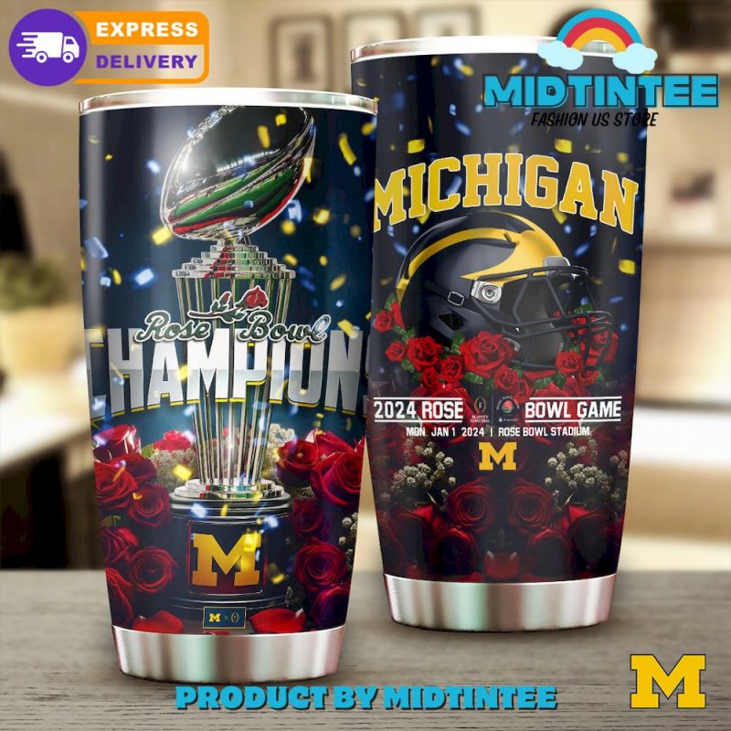 Michigan Wolverines 2024 Rose Bowl Champions Tumbler - Midtintee