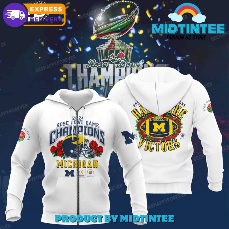 Michigan Wolverines 2024 Rose Bowl Game White Hoodie - Midtintee
