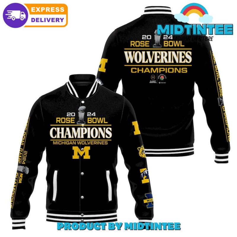 Michigan Wolverines NCAA 2024 Rose Bowl Champions Baseball Jacket - Midtintee
