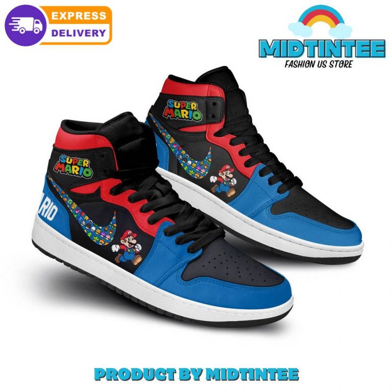 Nintendo Super Mario Black Air Jordan 1 Sneakers - Midtintee
