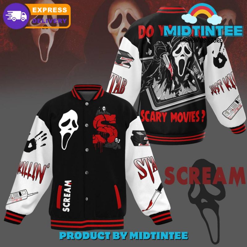 Scream Do You Like Scary Movies Baseball Jacket Midtintee
