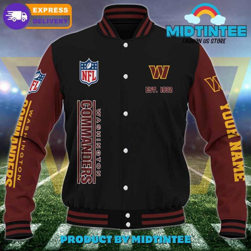 Washington Commanders NFL Custom Name Baseball Jacket - Midtintee