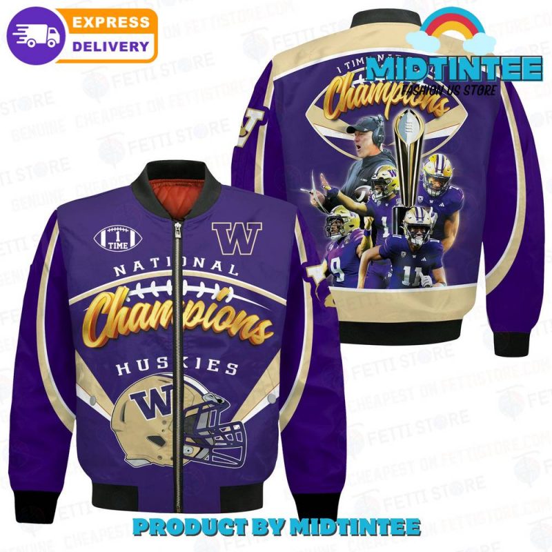 Washington Huskies 1 Time National Champions 2024 Bomber Jacket - Midtintee