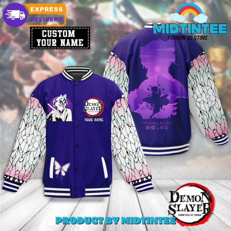 Demon Slayer Shinobu Kocho Custom Name Baseball Jacket - Midtintee