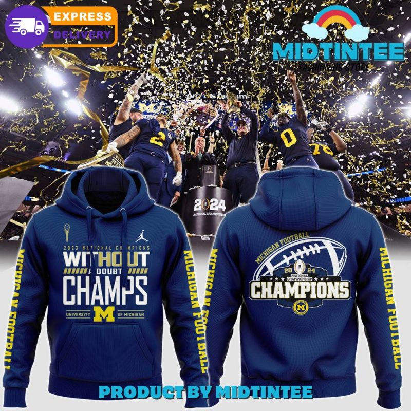 Michigan Football 2024 National Championship Combo Hoodie, Pants, Cap - Midtintee