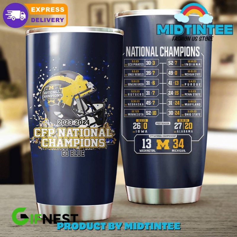 Michigan Wolverines CFP National Champions 2024 Tumbler - Midtintee