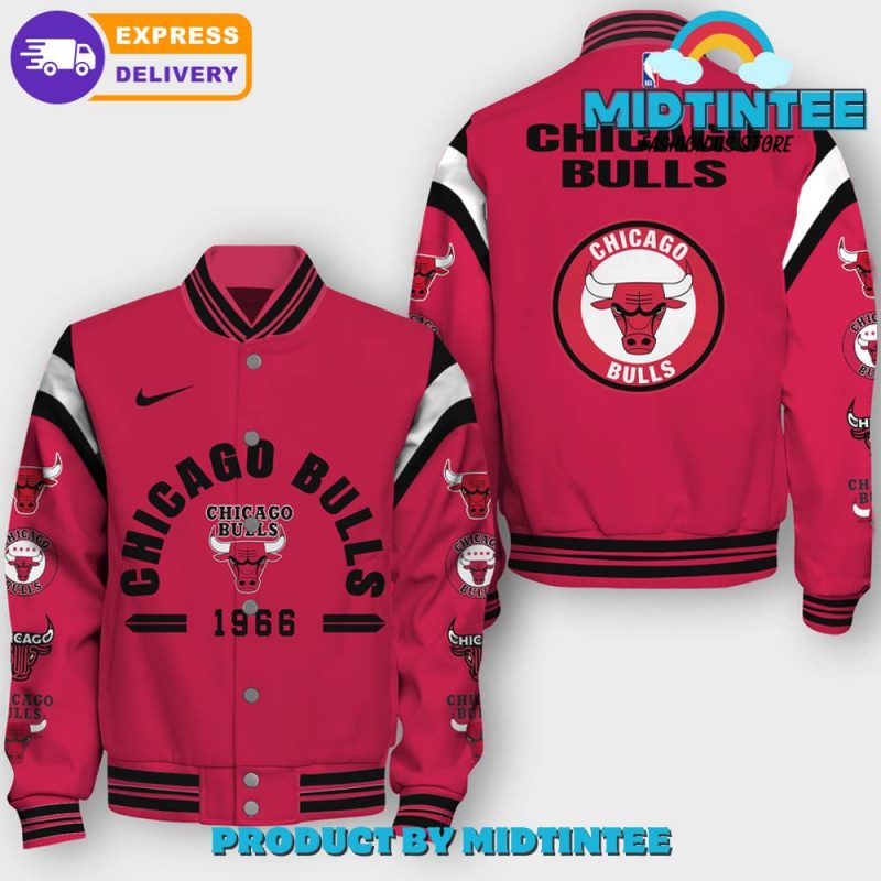 NBA Chicago Bulls Nike Classic Red Baseball Jacket - Midtintee