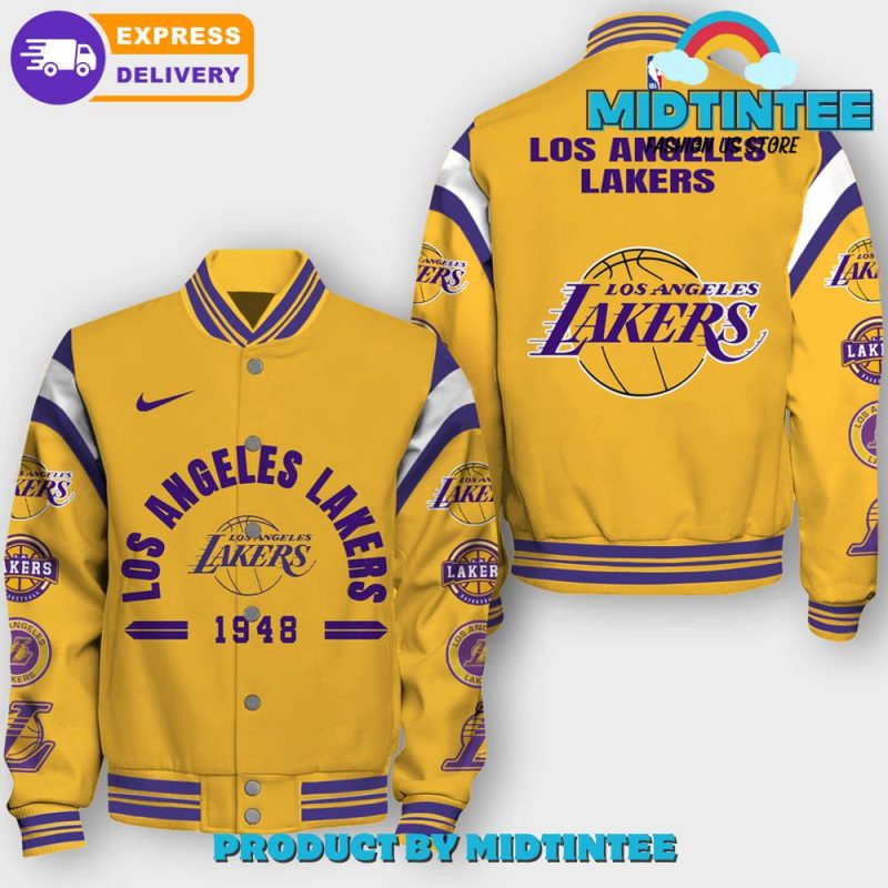 NBA Los Angeles Lakers Nike Classic Yellow Baseball Jacket - Midtintee