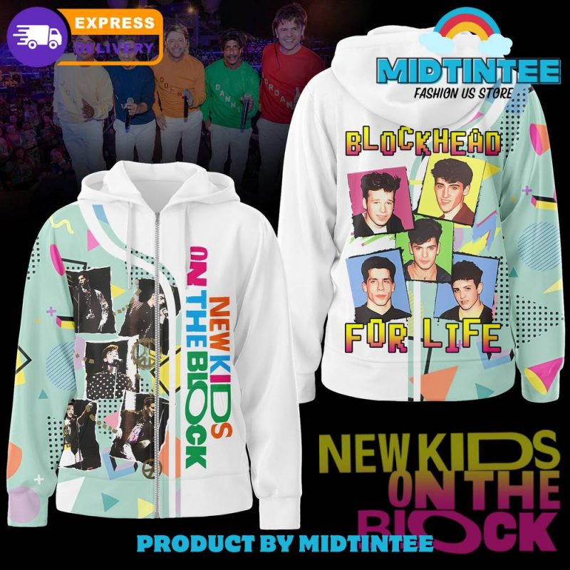 New Kids On The Block Blockhead For Life Zip Hoodie - Midtintee