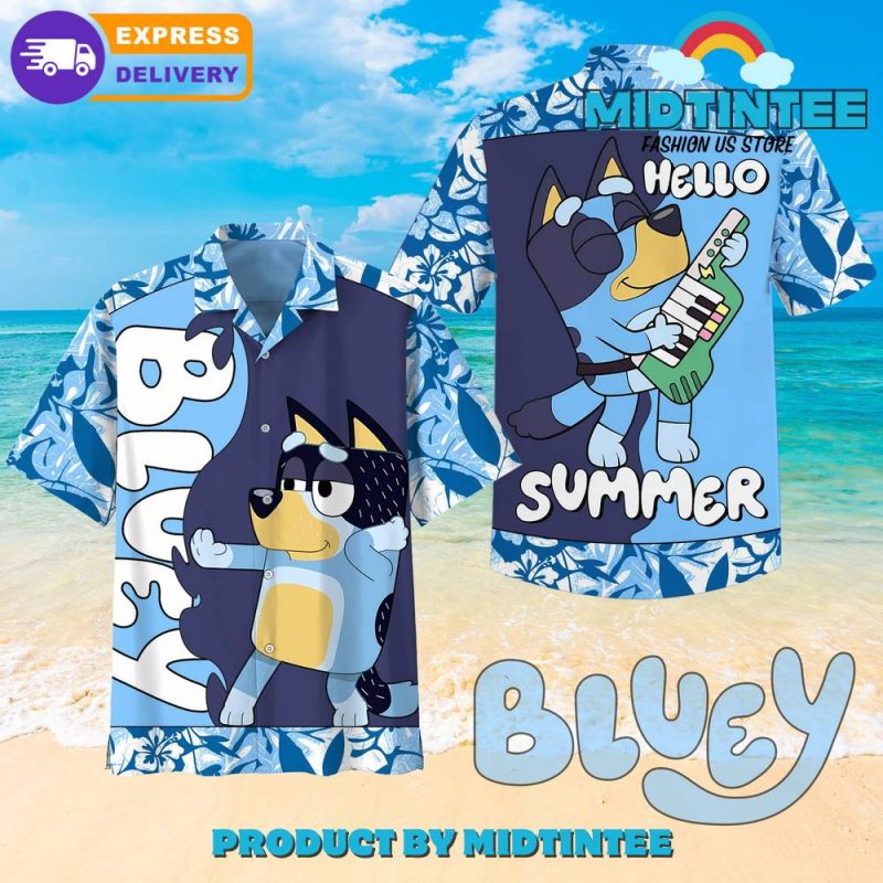 Bluey Cartoon Hello Summer Hawaiian Shirt - Midtintee