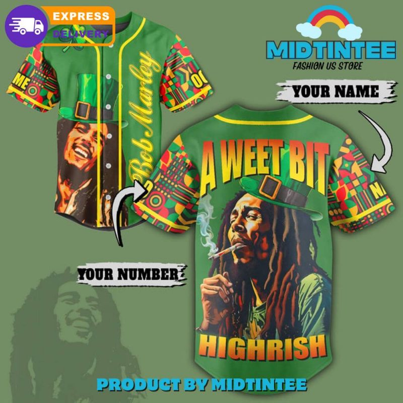Bob Marley A Weet Bit Highrish Custom Name Baseball Jersey - Midtintee