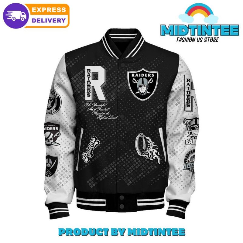 Las Vegas Raiders 2024 NFL Pattern Baseball Jacket - Midtintee