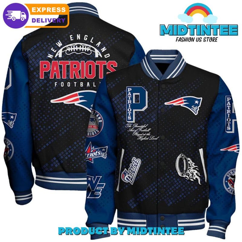 New England Patriots 2024 NFL Pattern Baseball Jacket - Midtintee