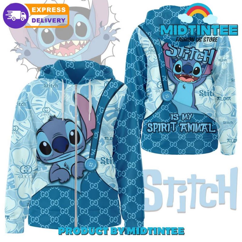 Stitch x Gucci Is My Spirit Animal Zip Hoodie - Midtintee