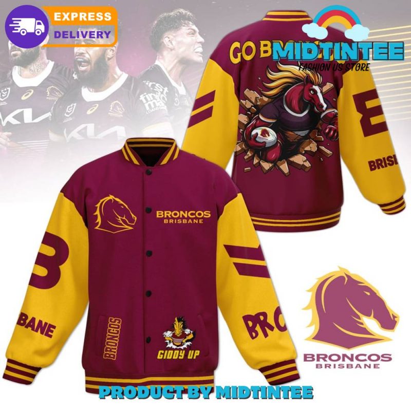 Broncos Brisbane NRL Go Broncos Baseball Jacket - Midtintee