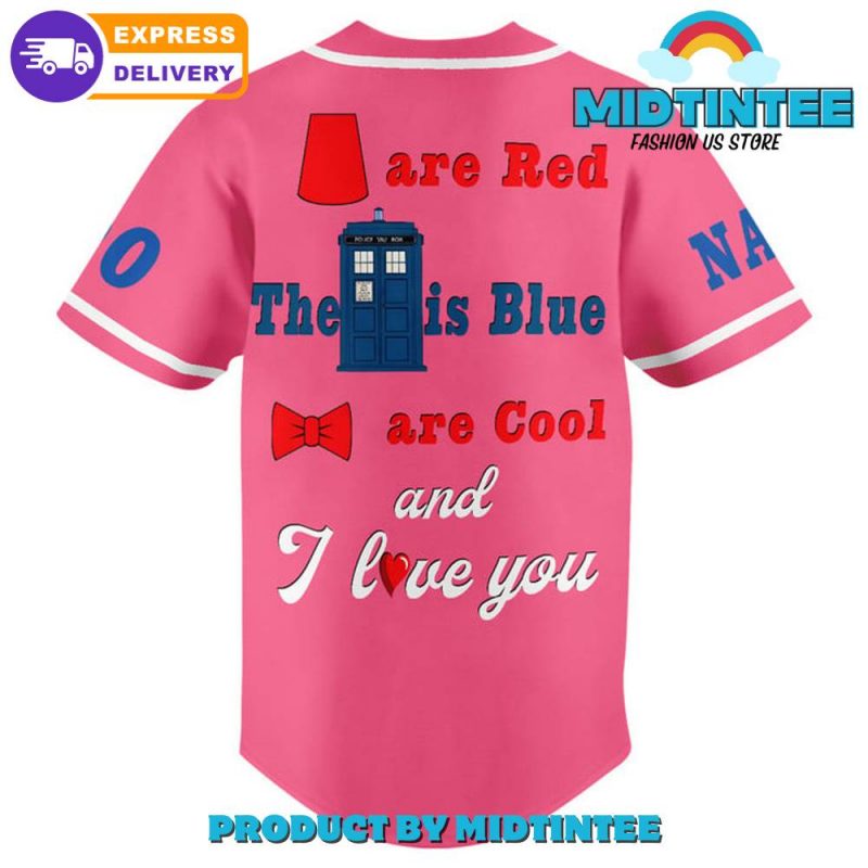 Doctor Who Pink Custom Name Baseball Jersey - Midtintee
