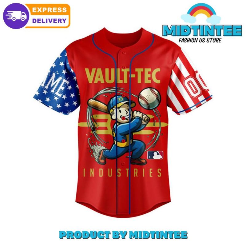 Fallout Vault-Tec Industries Customized Red Baseball Jersey - Midtintee