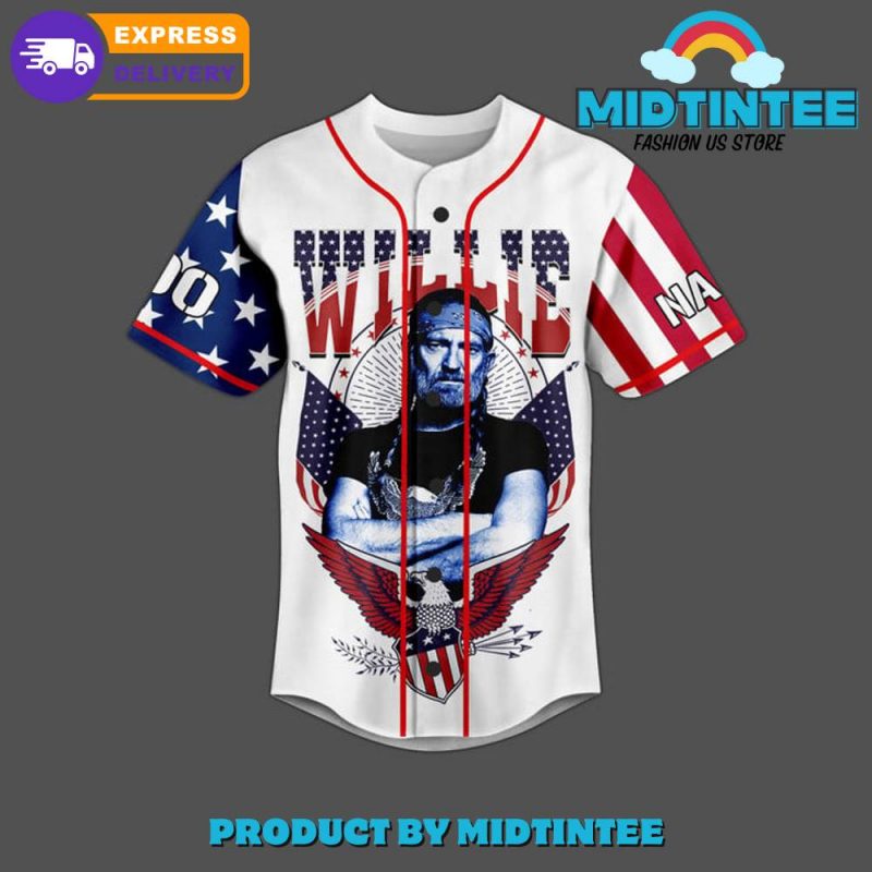 Willie Nelson Friggin' Patriotic Custom Name Baseball Jersey - Midtintee