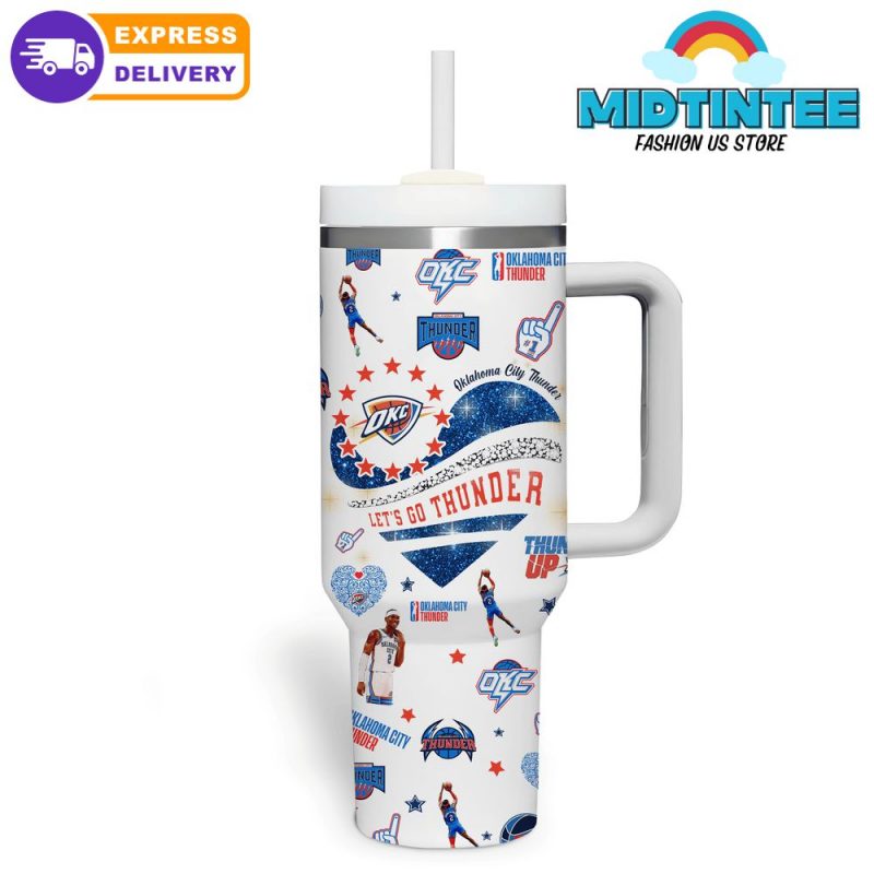 Oklahoma City Thunder Let's Go Thunder 40oz Stanley Tumbler - Midtintee