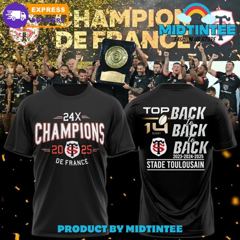 Stade Toulousain Champions 2025 Back to Back to Back Shirt - Midtintee